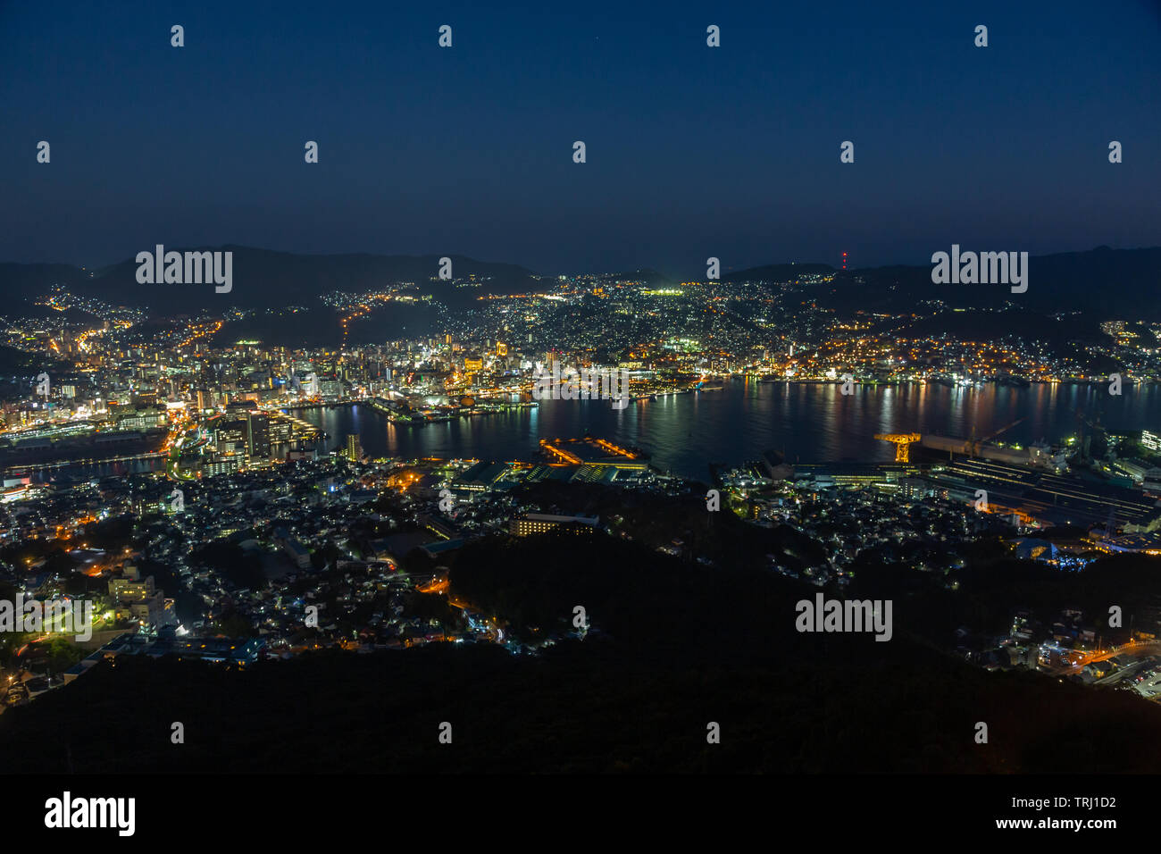 View of Nagasaki at night from Mount Inasa, Japan Stock Photo - Alamy