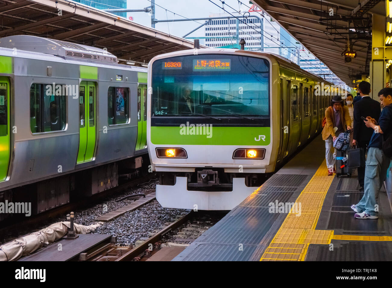 Tokyo, Japan - April 24 2018: The Yamanote Line is a railway loop line ...