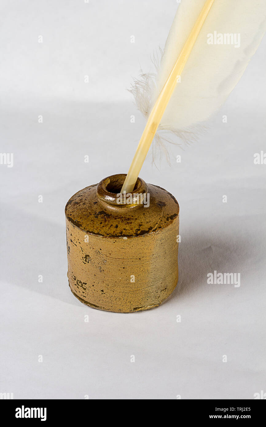 Antique Inkwell And Quill