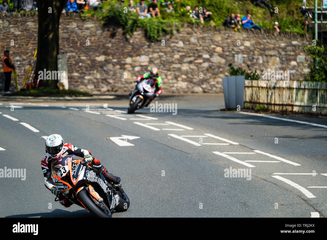 Motorcycle racers at the Isle of Man TT road race, 2019 Stock Photo - Alamy