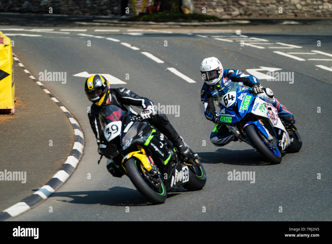 Motorcycle racers at the Isle of Man TT road race, 2019 Stock Photo - Alamy