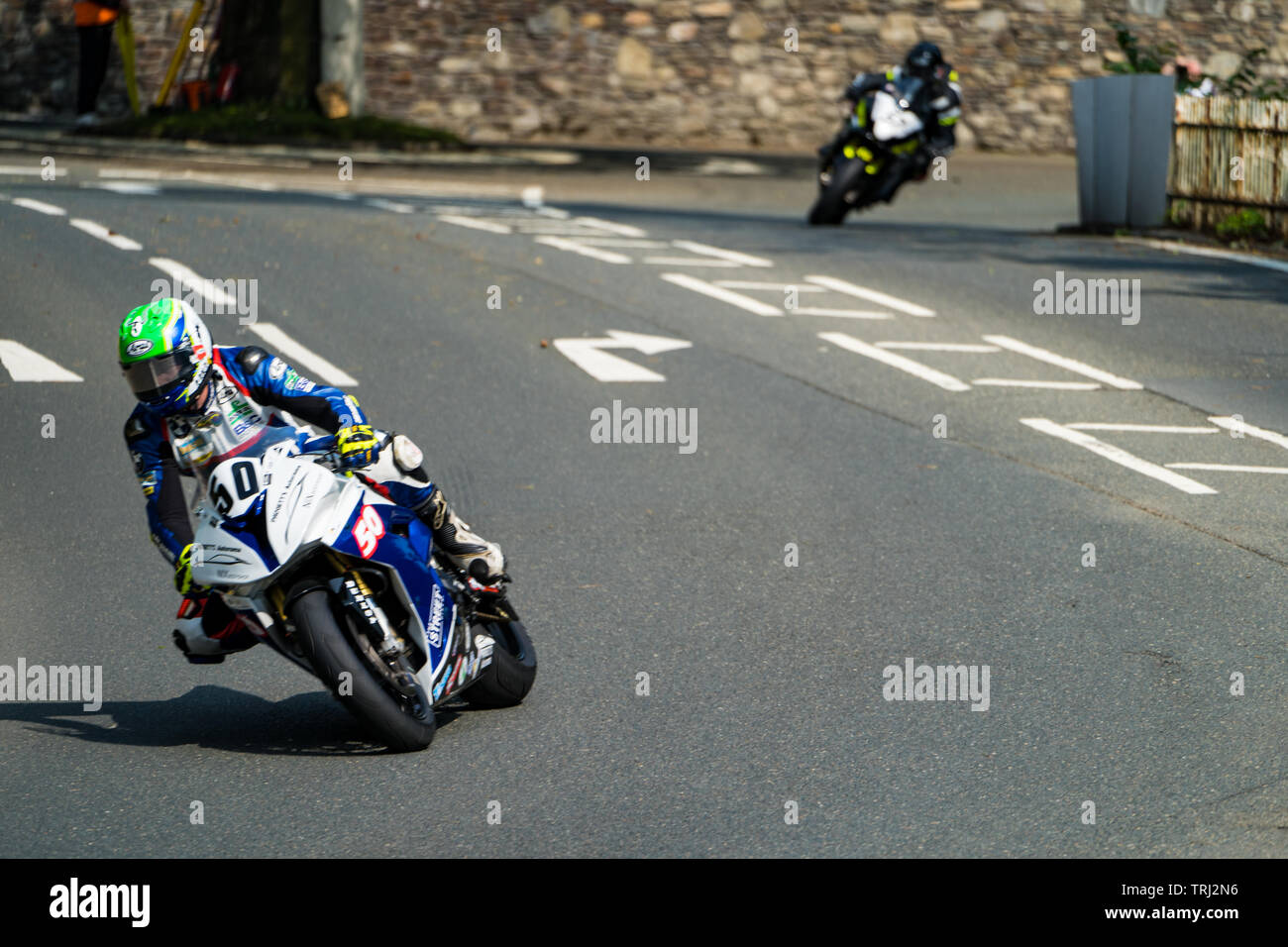 Motorcycle racers at the Isle of Man TT road race, 2019 Stock Photo - Alamy