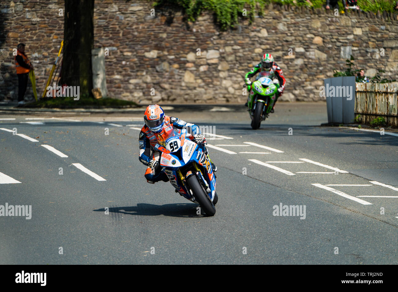 Motorcycle racers at the Isle of Man TT road race, 2019 Stock Photo - Alamy