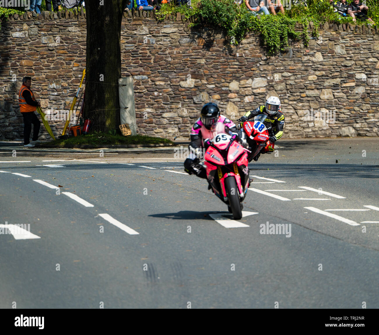Motorcycle racers at the Isle of Man TT road race, 2019 Stock Photo - Alamy