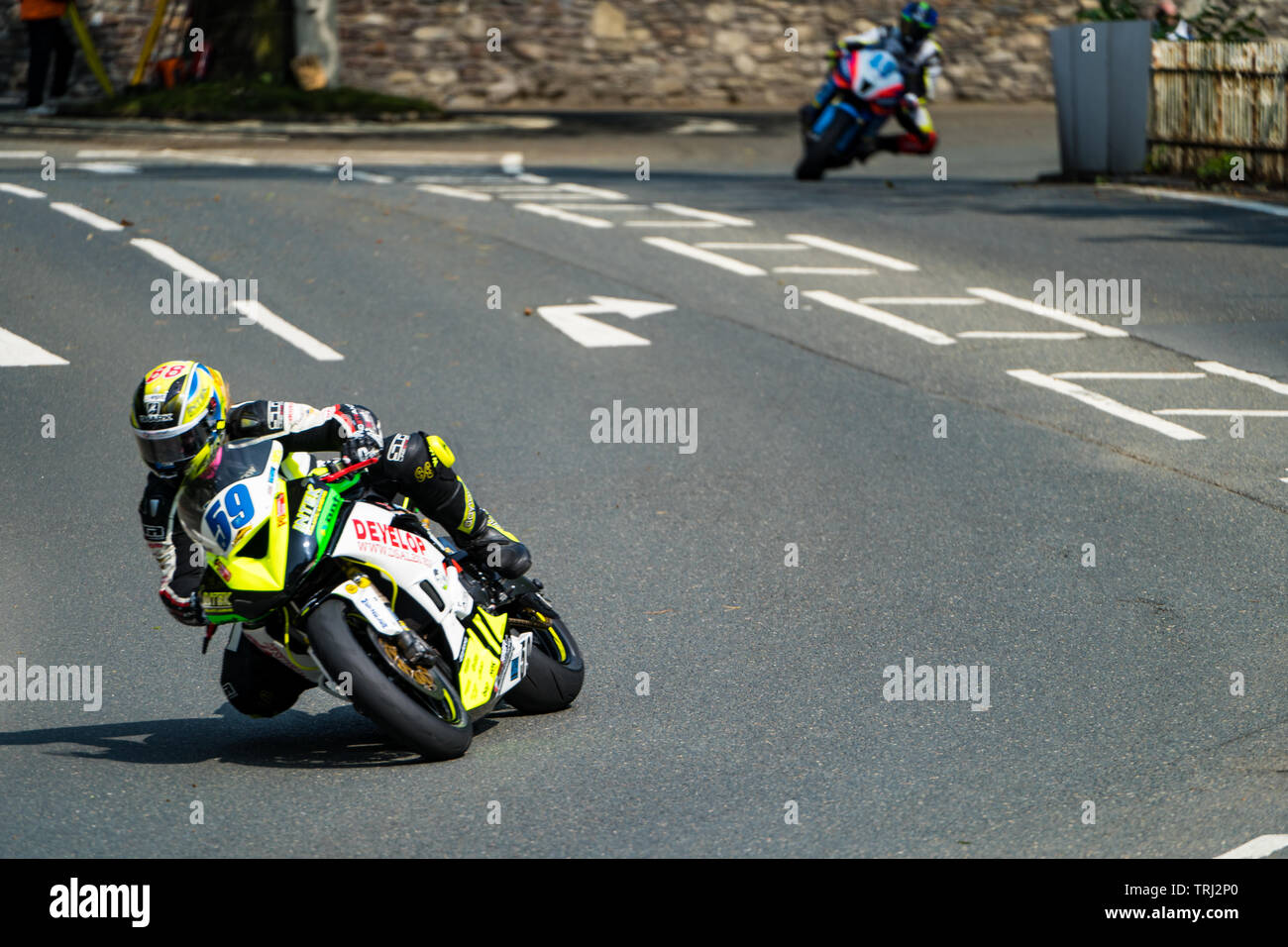 Motorcycle racers at the Isle of Man TT road race, 2019 Stock Photo - Alamy