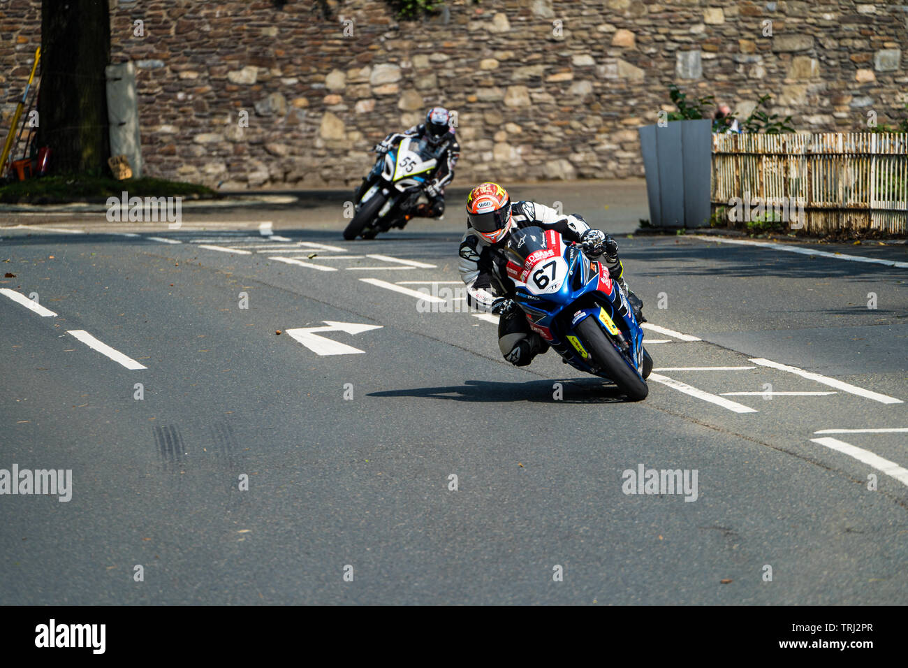 Motorcycle racers at the Isle of Man TT road race, 2019 Stock Photo - Alamy