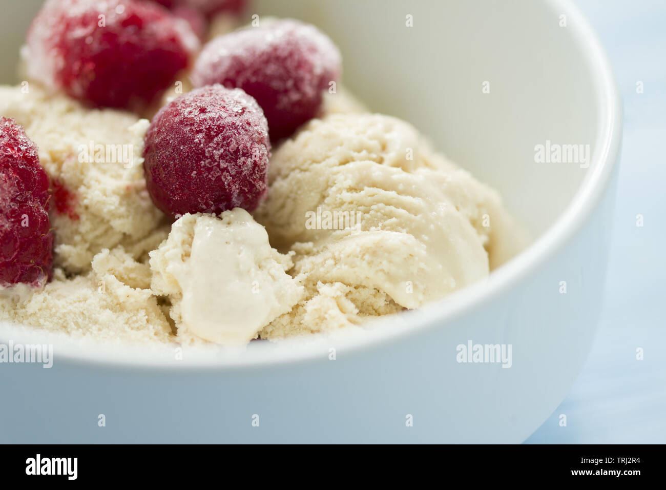 homemade ice cream with frozen cherry and raspberry . healthy sweets ...