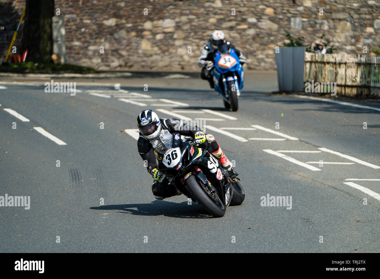 Motorcycle racers at the Isle of Man TT road race, 2019 Stock Photo - Alamy