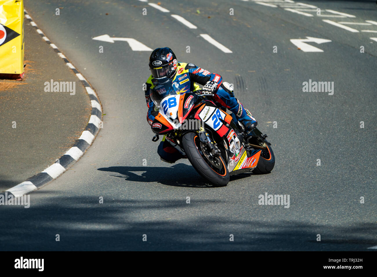 Motorcycle racers at the Isle of Man TT road race, 2019 Stock Photo - Alamy