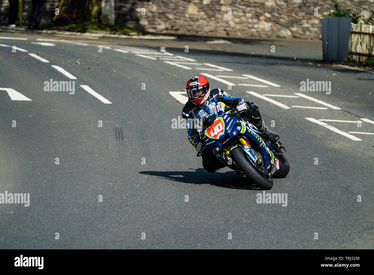 Motorcycle racers at the Isle of Man TT road race, 2019 Stock Photo - Alamy