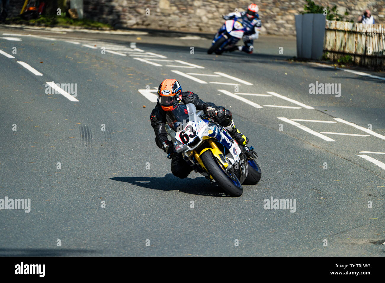Motorcycle racers at the Isle of Man TT road race, 2019 Stock Photo - Alamy