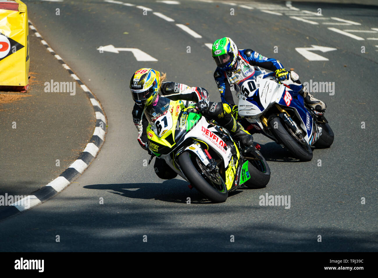Motorcycle racers at the Isle of Man TT road race, 2019 Stock Photo - Alamy