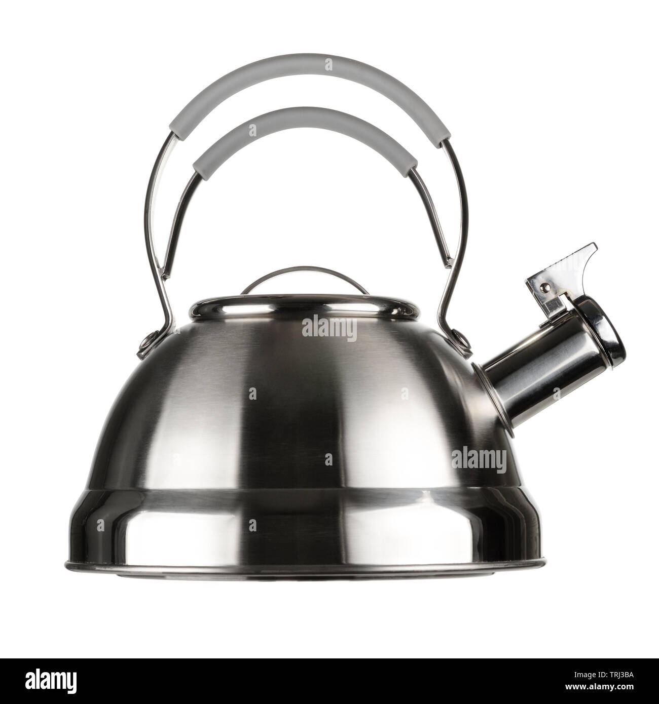 Steel kettle isolated on white background Stock Photo - Alamy