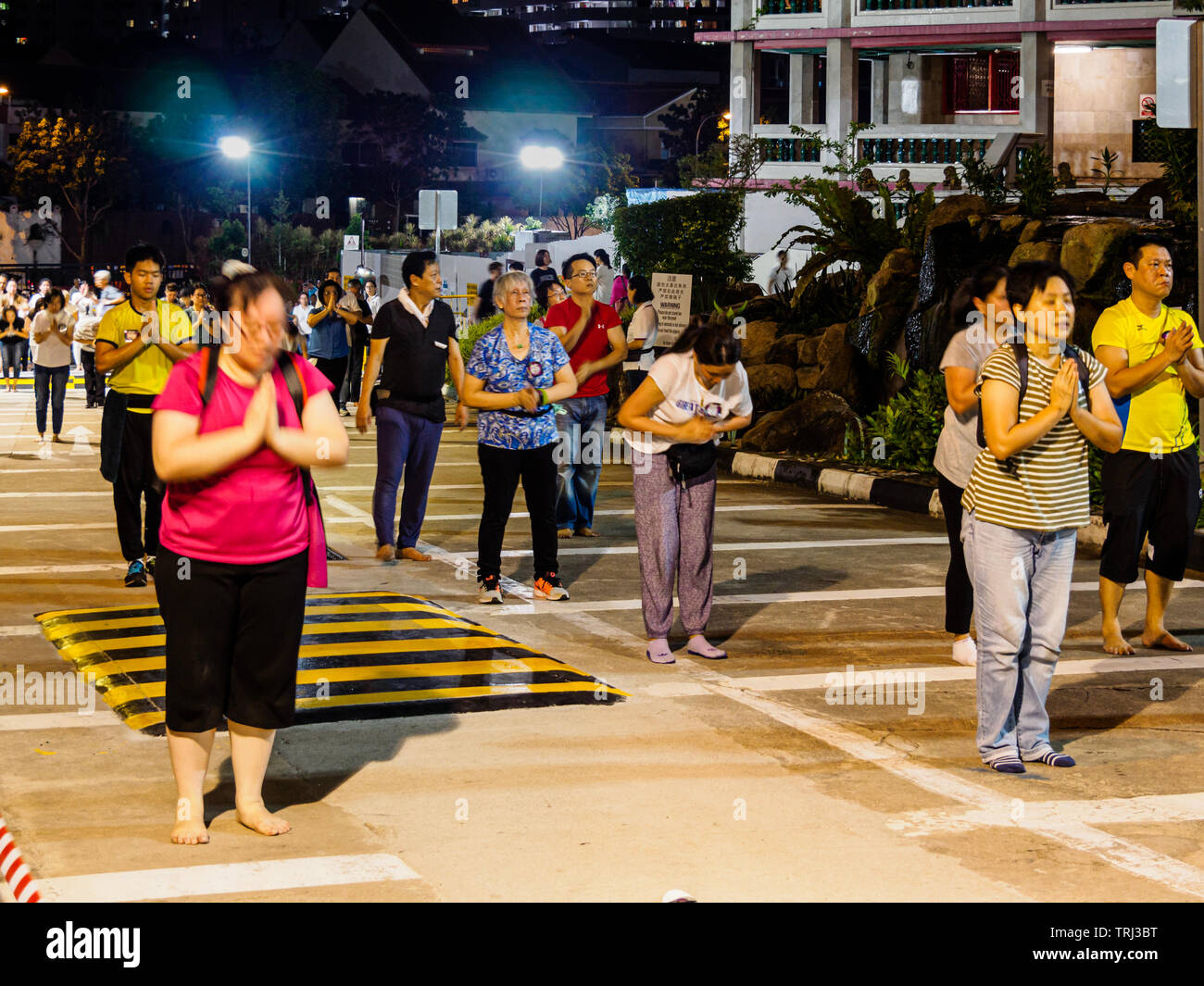 SINGAPORE, 18 MAY 2019 - Devotees perform the three steps one bow ...