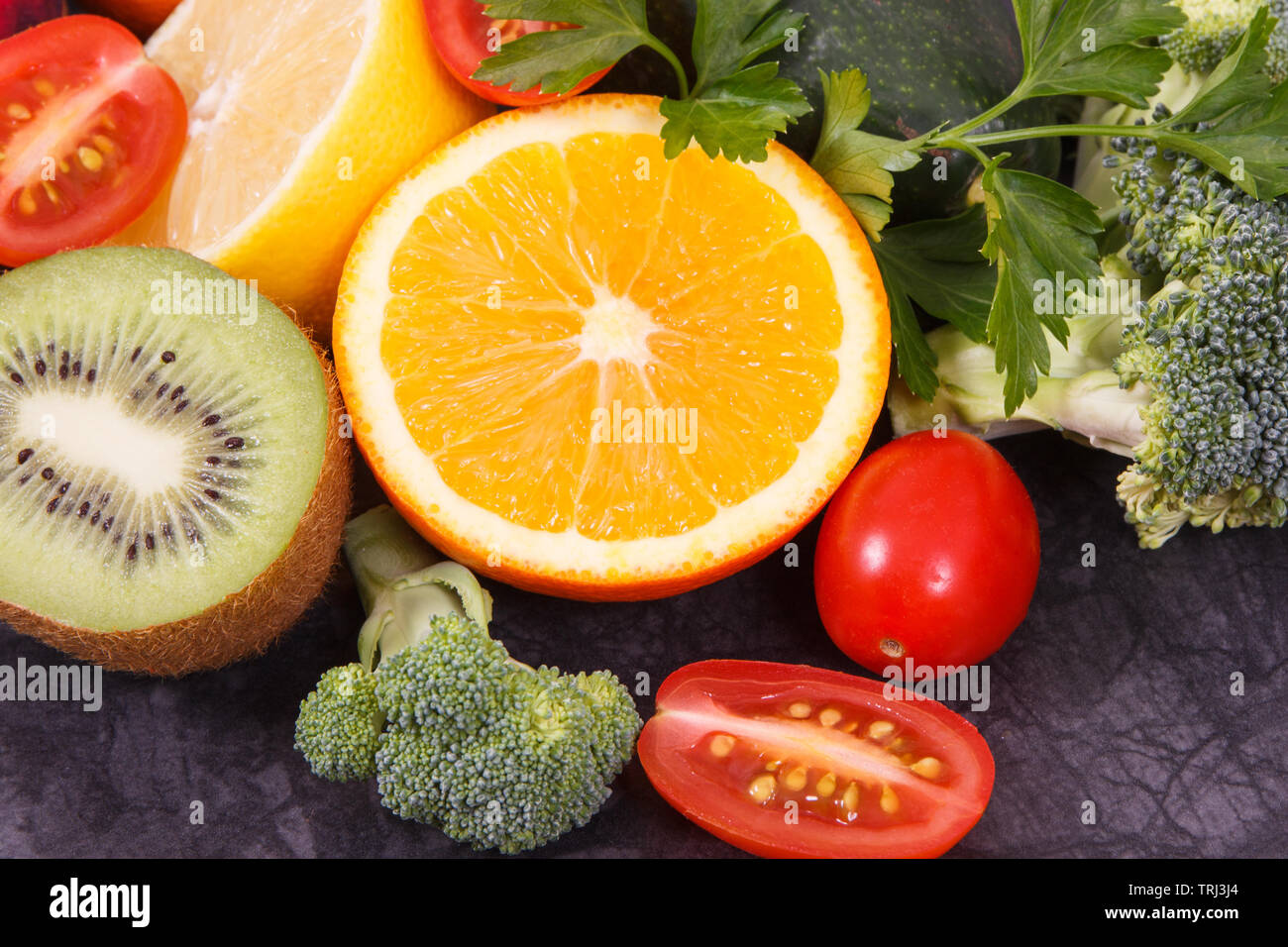 Fresh natural fruits and vegetables, nutritious dessert as source ...