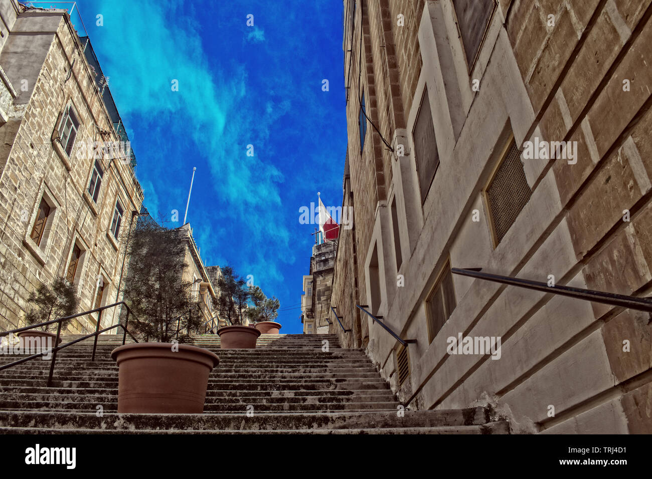 Walking up the Stairs in Cospicua, Malta. A typical old stairway in ...