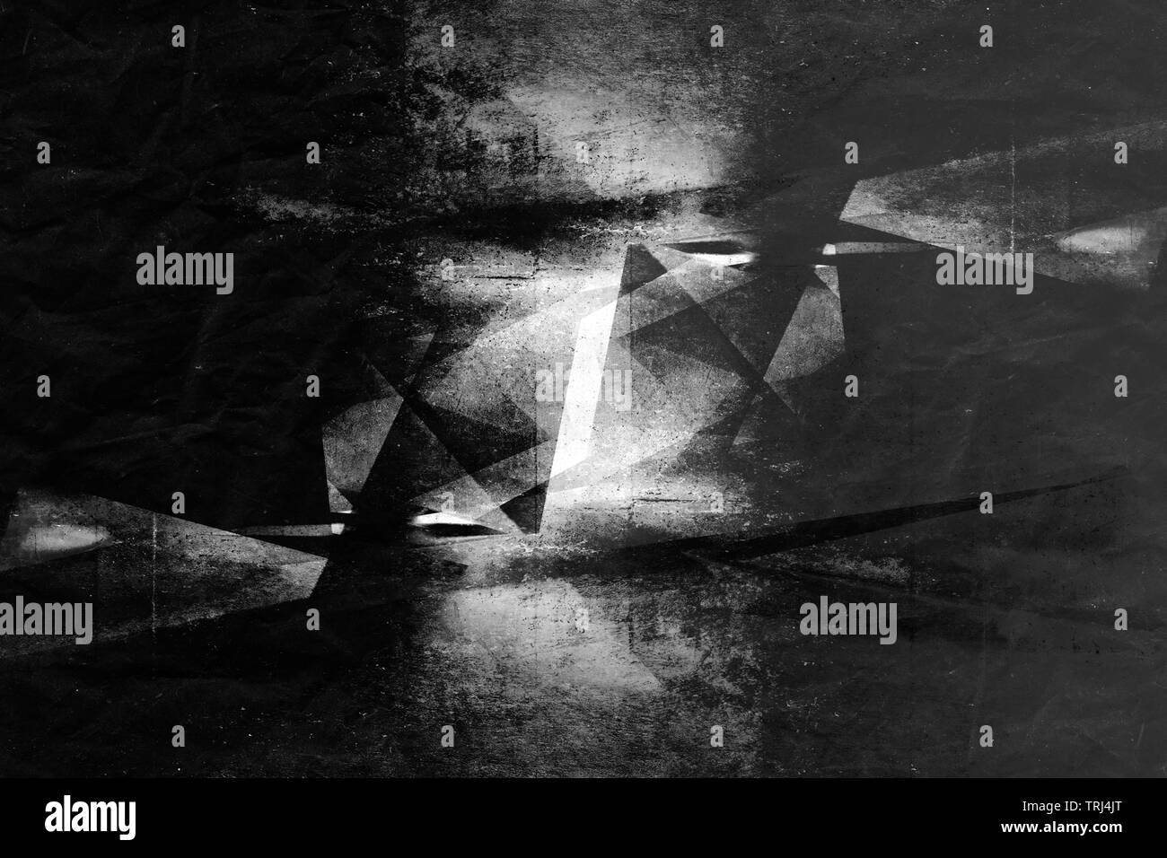 Abstract dark concrete background, intersected walls and corners ...