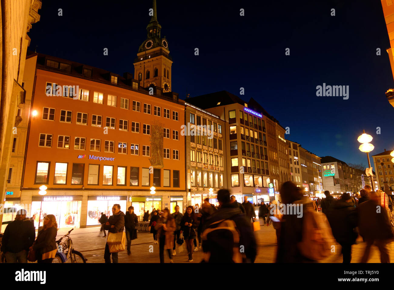 Night scene in Marienplatz, Munich, Upper Bavaria, Germany, Europe ...