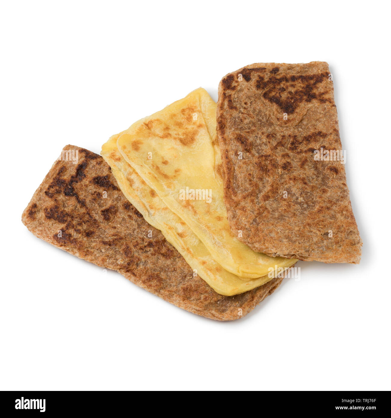 Fresh baked traditional Moroccan msmen, white and brown pancakes ...