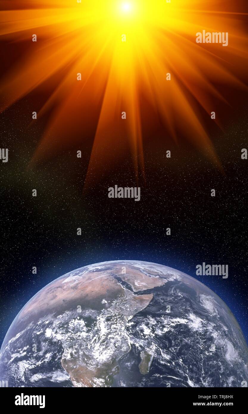 Earth and Sun. Elements of this image furnished by NASA Stock Photo - Alamy