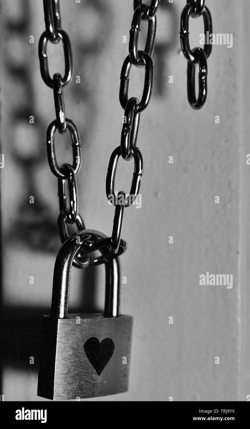 Love lock isolated on Black and White Stock Photos & Images - Alamy