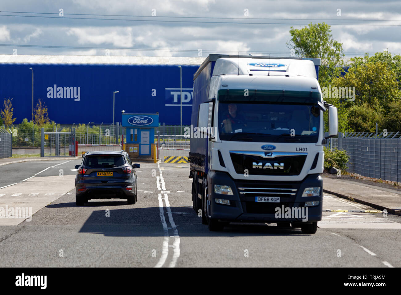 Bridgend, UK. 06th June, 2019. A factory lorry exits the Ford engine ...