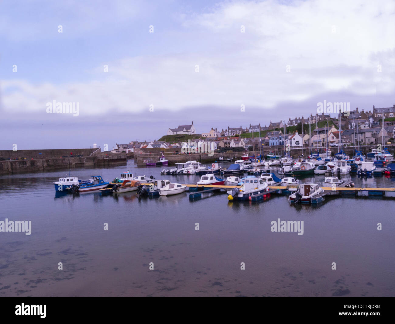 Pretty harbour of Findochty a former important fishing port on Moray ...