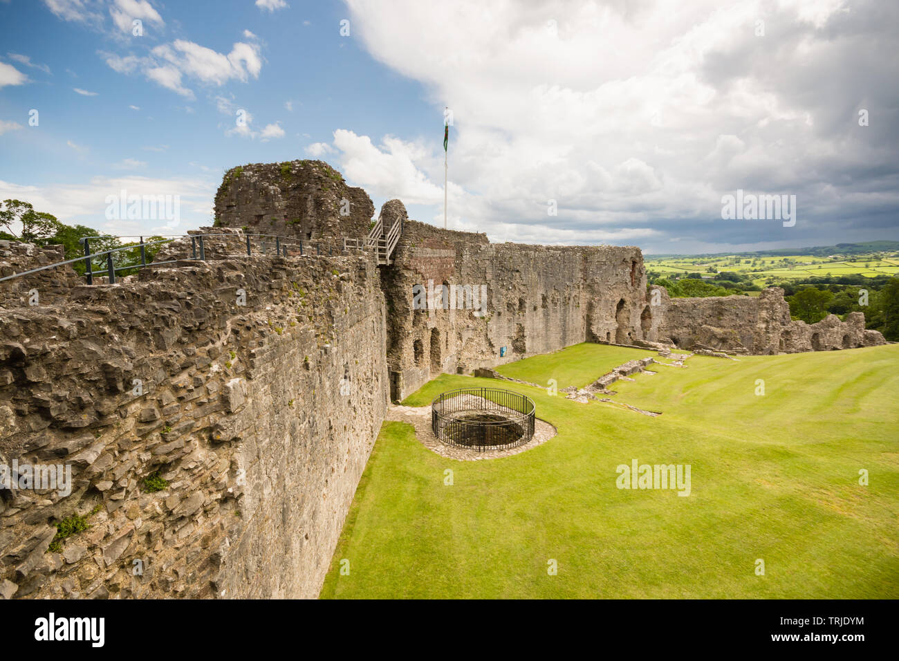 The ruined walls of Denbigh Castle built in the 13th century by Henry ...