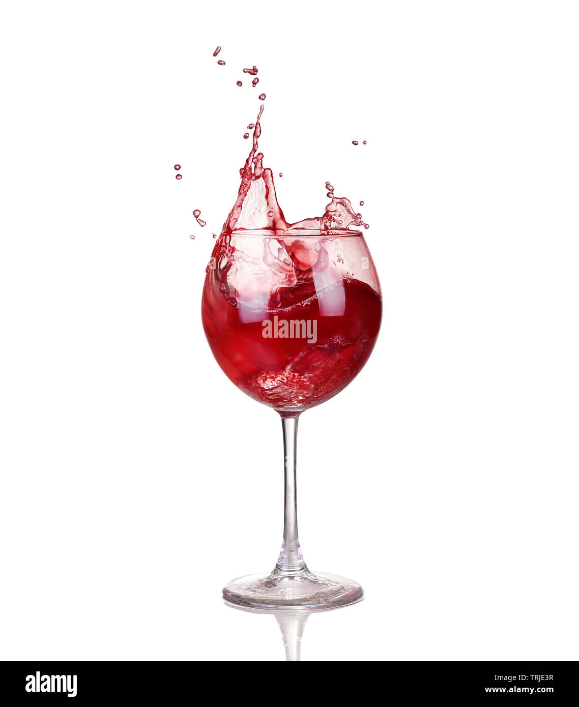 Wine collection - Splashing red wine in a glass. Isolated on white ...