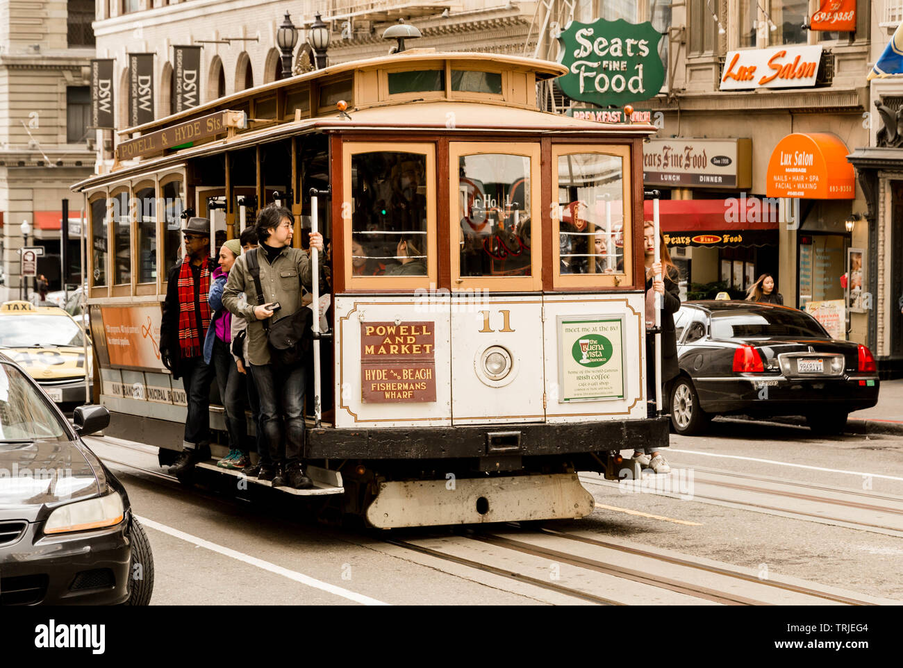 People using San Francisco Tram, California, USA Stock Photo - Alamy