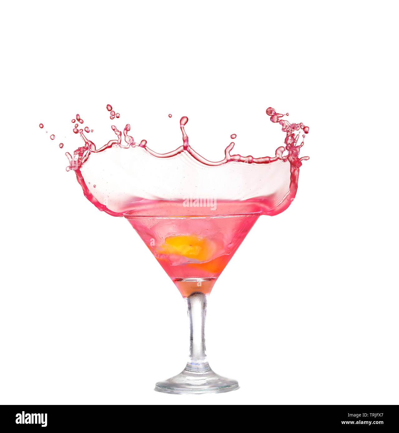 Fresh pink cocktail, lemon isolated on white background splash Stock ...