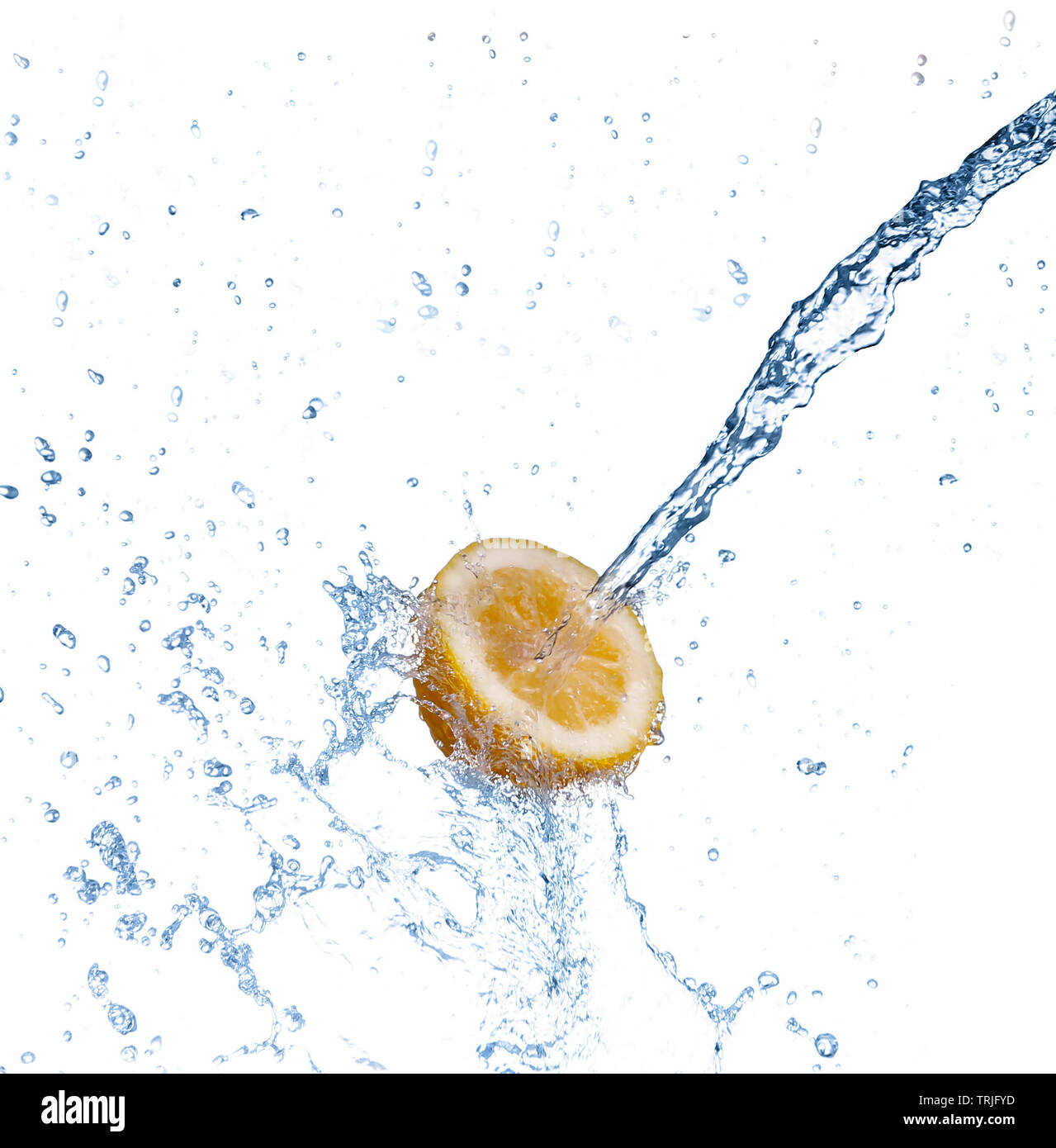 segment of lemon falling in to the water and making splash Stock Photo ...