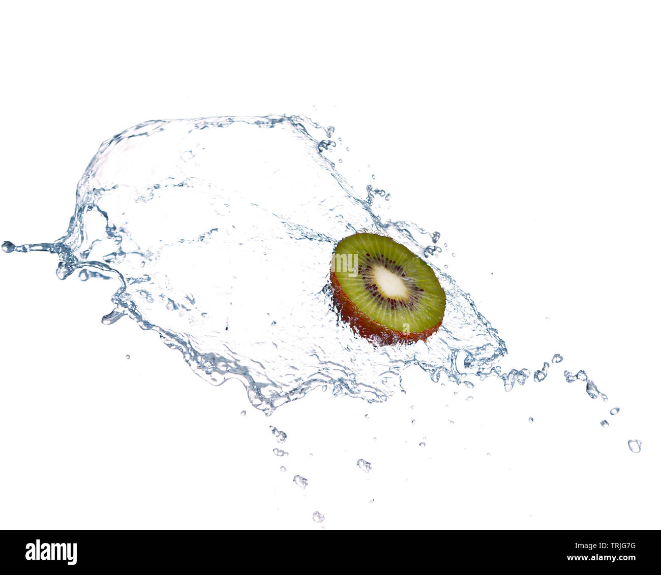kiwi slice splash in water-isolated on white background Stock Photo - Alamy