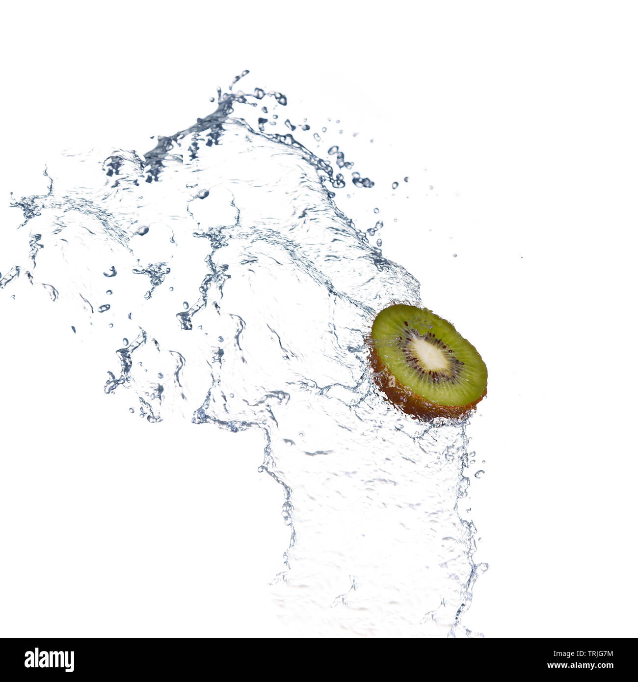 kiwi slice splash in water-isolated on white background Stock Photo - Alamy