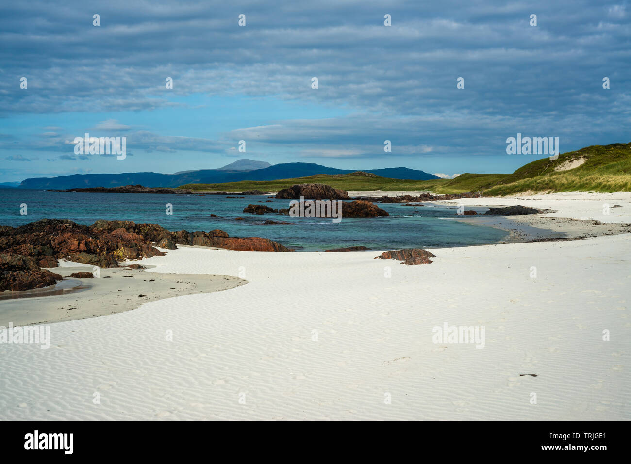 Beautiful White Sand Beach and Clear Blue Sea in the Hebrides, Scotland ...