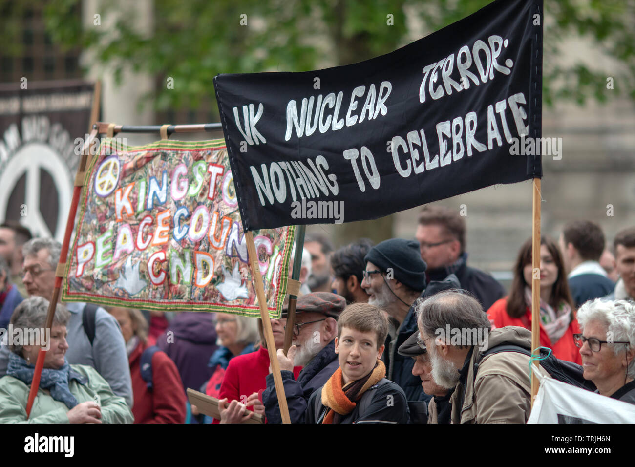 London, 3rd May, 2019 - Crowds holding CND anti-Nuclear signs in ...