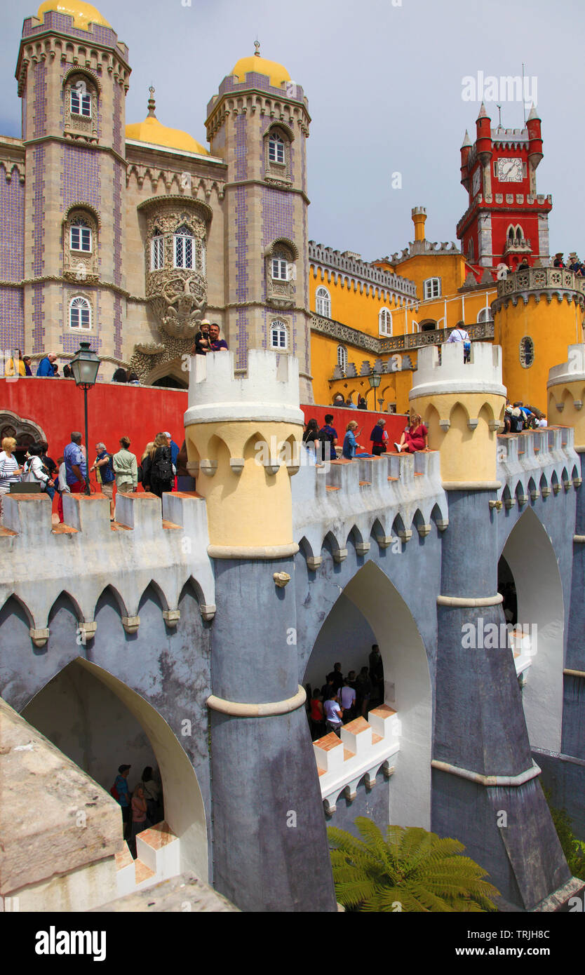 Portugal, Sintra, Pena Palace, landmark, historic monument ...