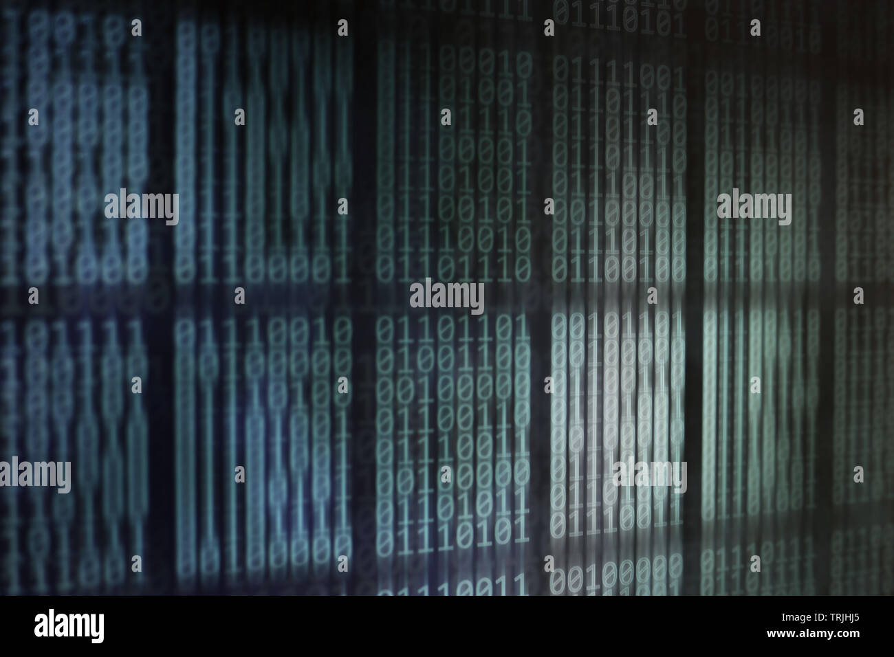Binary code computer theme background. selective focus image of led ...