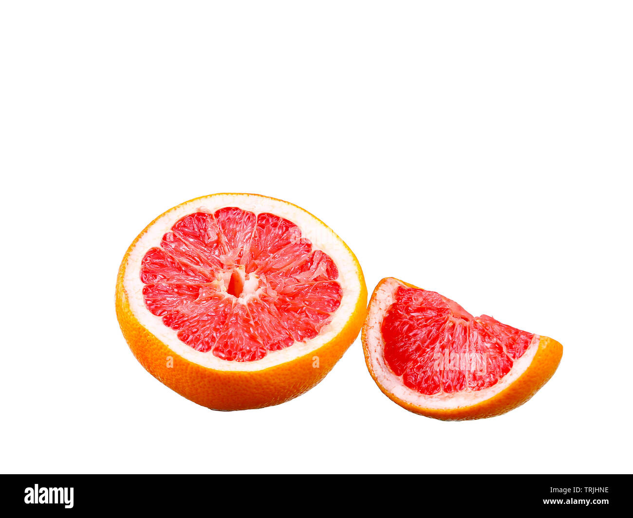 Grapefruit with segments on a white background Stock Photo - Alamy