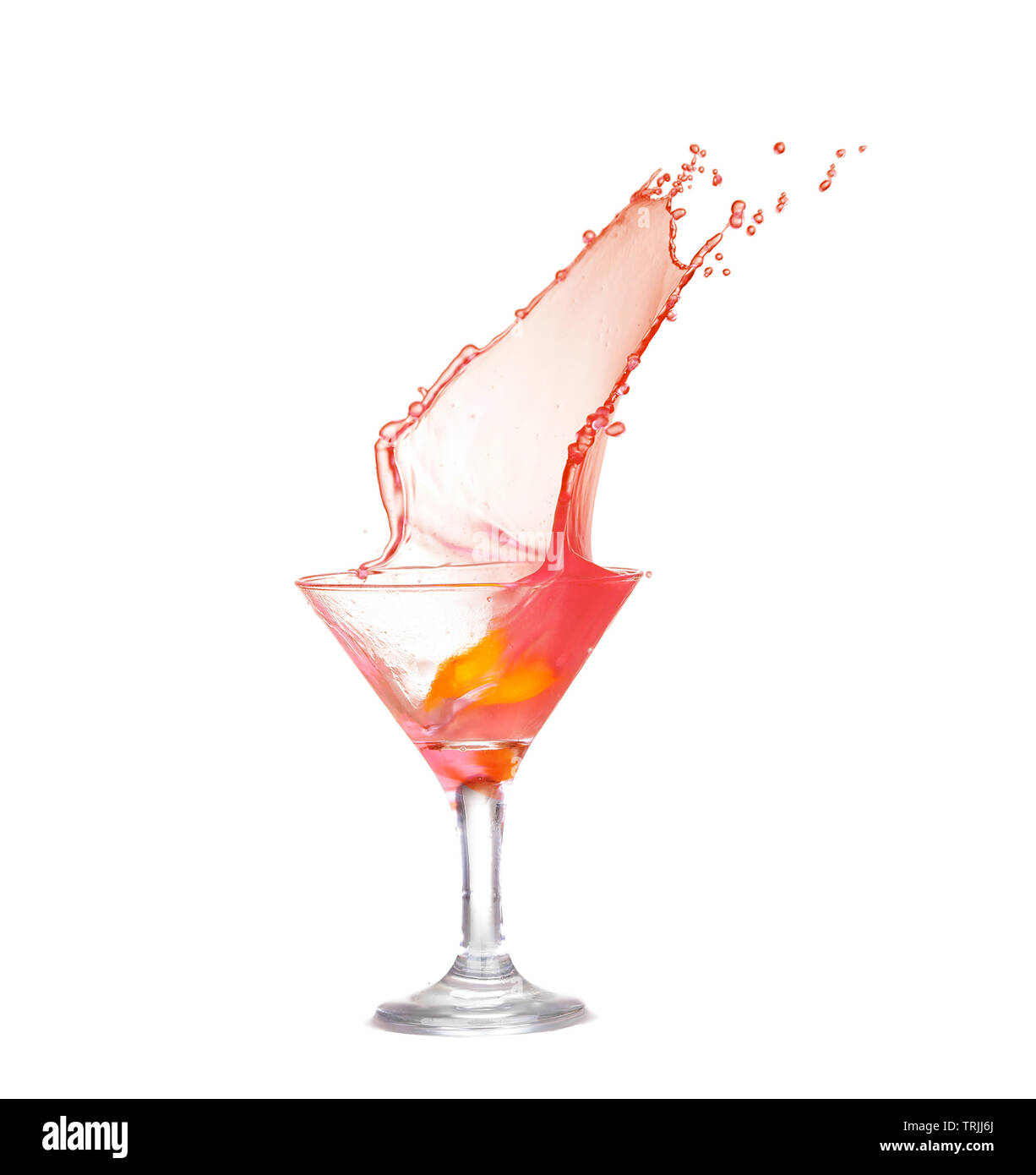 Fresh pink cocktail, lemon isolated on white background splash Stock ...