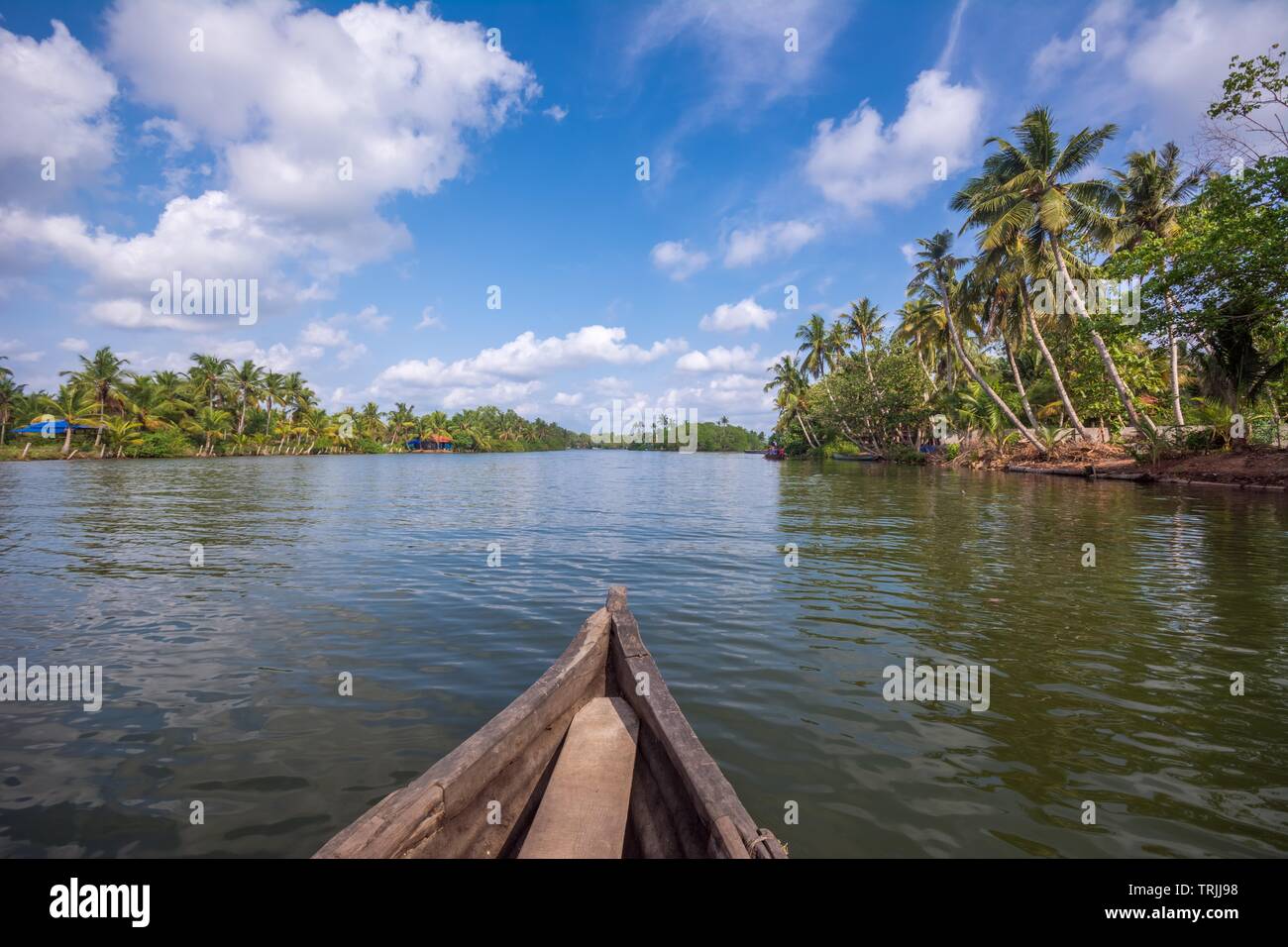 Munroe Island, Kollam, Kerala, India - May 26, 2019: Canoe trip through ...