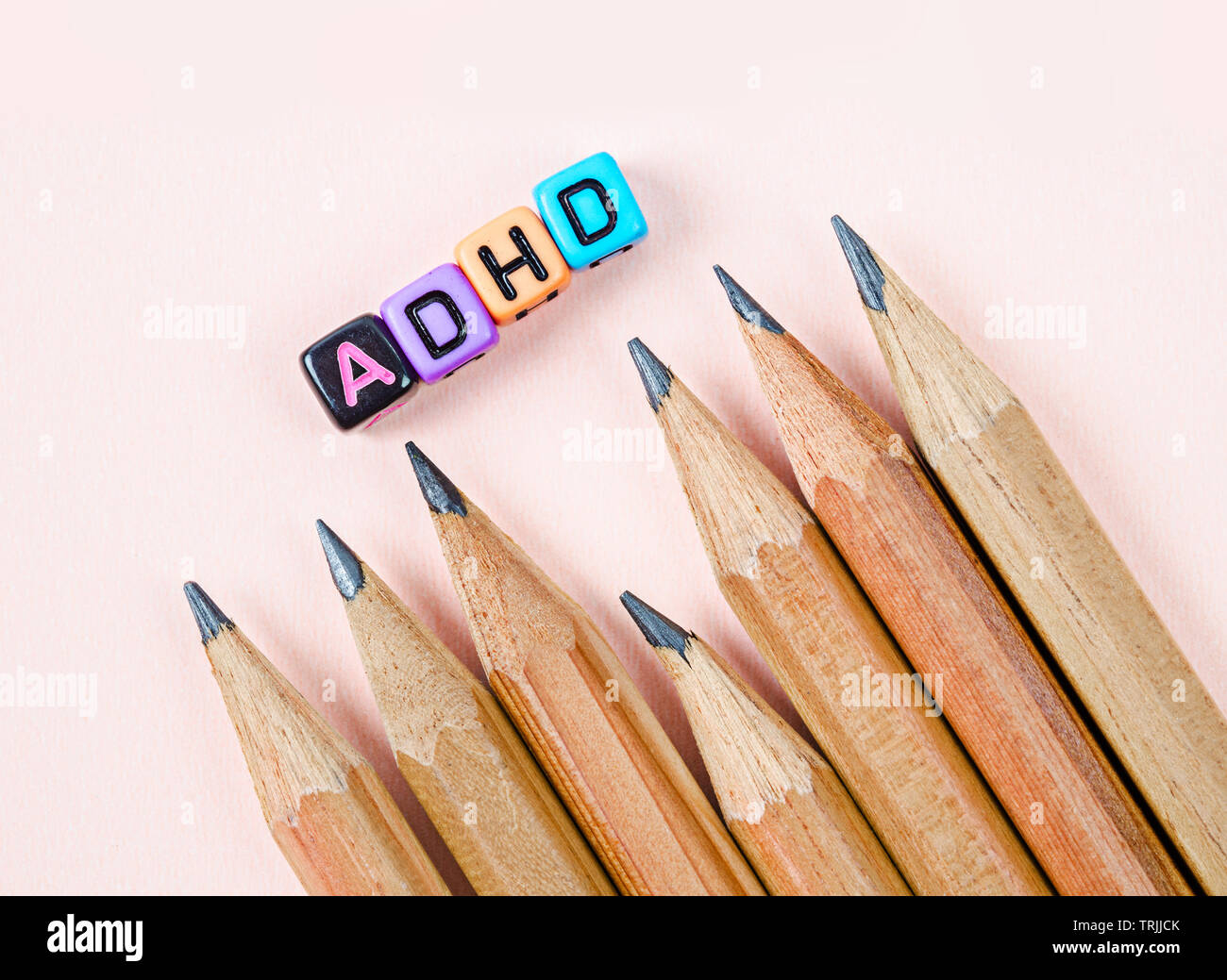 Attention Deficit Hyperactivity Disorder or ADHD concept with wooden ...