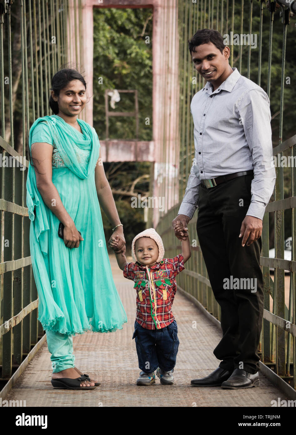 Ayyappan koil Hanging bridge, Idukki, Kerala, India - January 20, 2017 ...