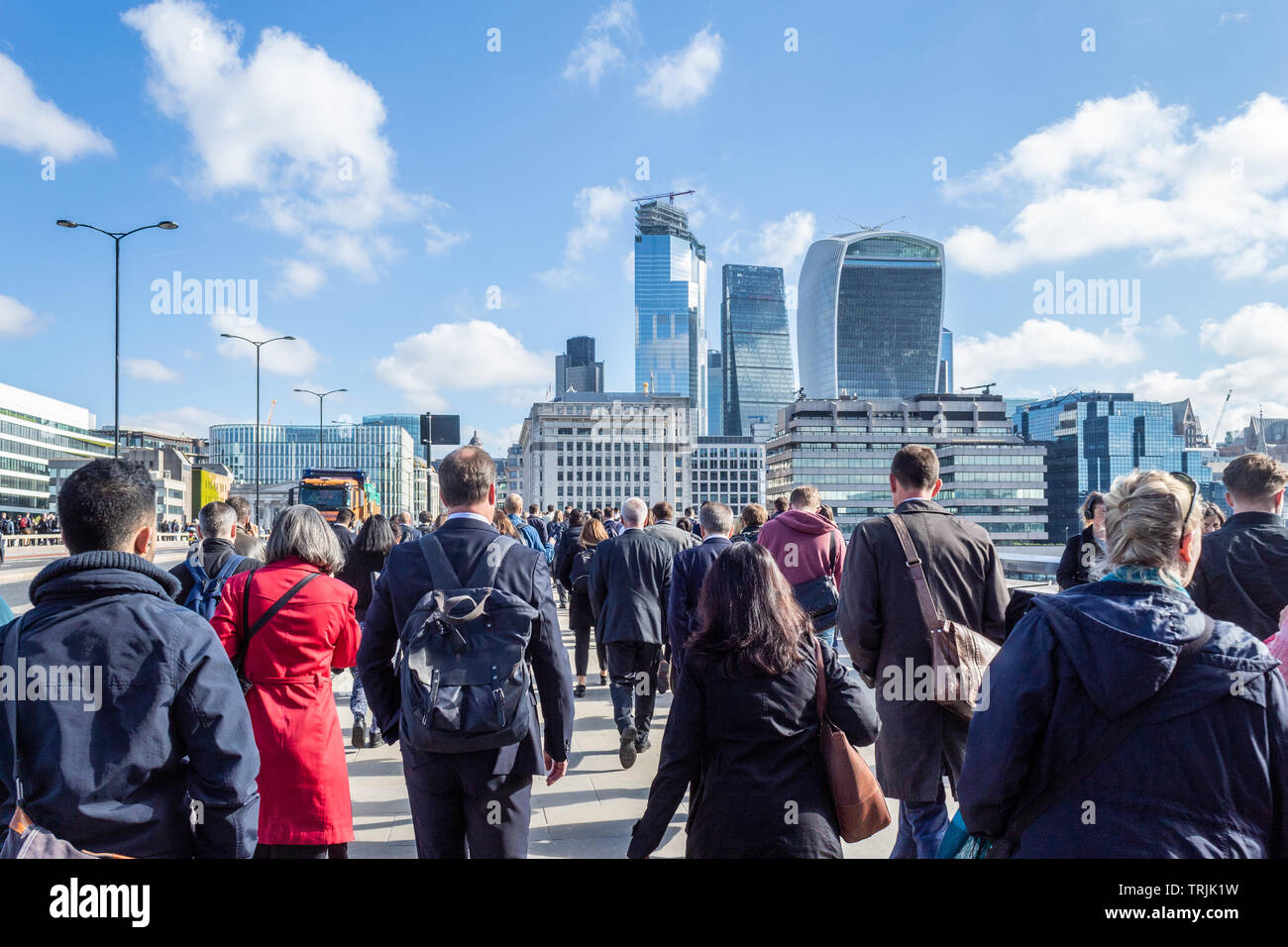 Morning Commuters on London Bridge Stock Photo - Alamy