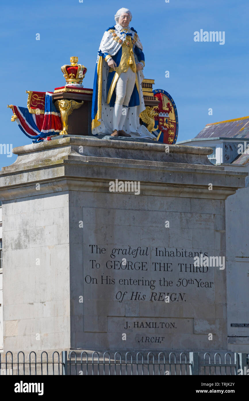 Statue of King George III, King George 3rd, in Weymouth, Dorset UK in ...