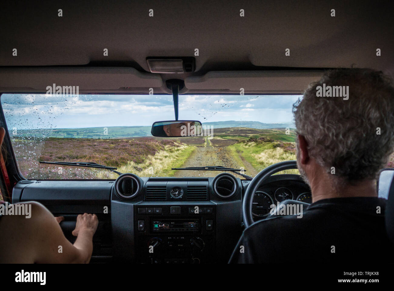 Interior view through windscreen of land rover defender hi-res stock ...