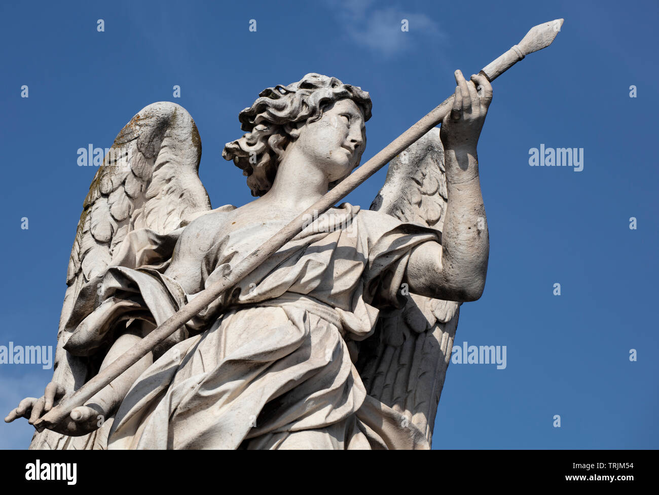 The marble statue of the Angel with the spear on the Ponte Sant'Angelo ...