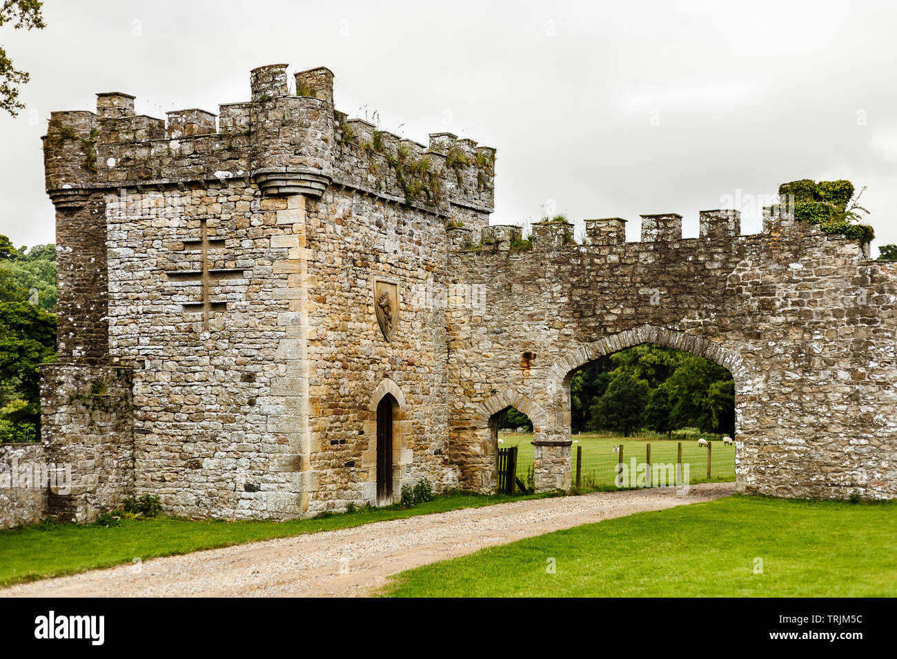The main entrance gate into Featherstone Castle Stock Photo - Alamy