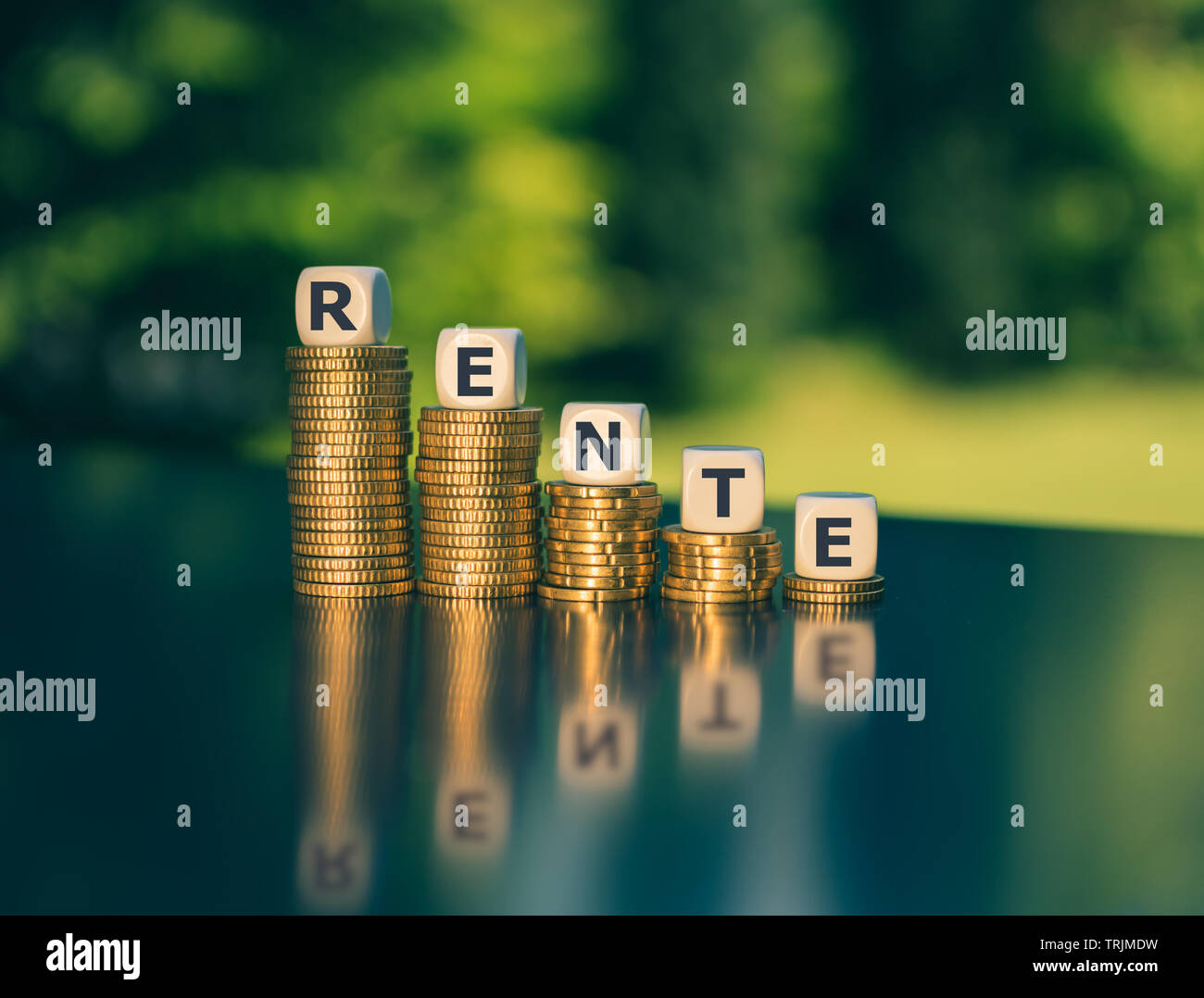 Symbol for a small pension. Dice form the German word "Rente" ("pension ...