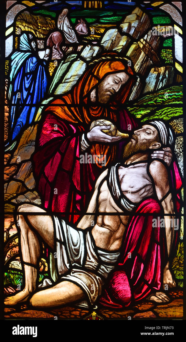 Stained Glass Window Depicting the Good Samaritan in Roxton Chapel ...